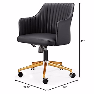 Klarel Nest Office Home Desk Chair, Black and Gold