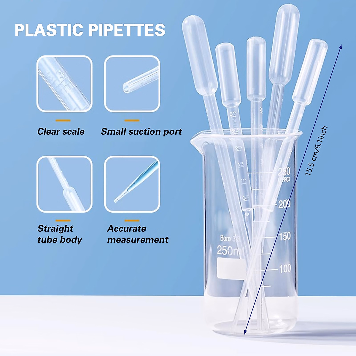 Aeseusia Graduated Cylinders Plastic Beakers, 10ml 25ml 50ml 100ml Plastic Measuring Cylinders, 50ml 100ml 250ml 500ml 1000ml Plastic Beakers with Pipettes,Plastic Funnel,Wash Bottle and Brushes