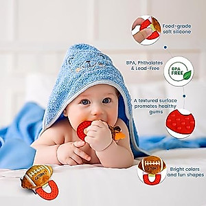 Wristy Buddy Teething Ring for Babies 0-6 8 10 12 Months | Cute Soft Football Teething Toys & Gloves | Baby Teething Relief Toy Pack | Infant Chew Toys for 3-6 Months, 1 2 3 Years