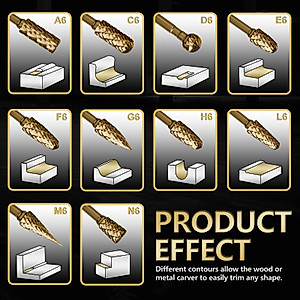 10 Pcs 1/4" Carbide Burr Set with Quick Change 1/4" Shank, Die Grinder Bits for Metal, Wood, Stone, and Deburring - Compatible with Milwaukee, Dewalt, and Other Rotary Tools