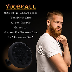 Hair & Beard Brush for Men, Silicone -Professional Beard Scrubber, Helping Beard-Shampoo Better Clean the Beard. Exfoliating Promote Beard Growth, Good Helper for Beard Oil -Black