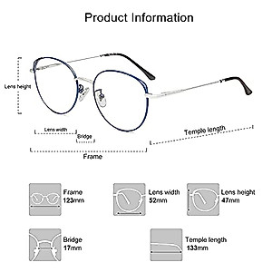 SOJOS Cat Eye Blue Light Blocking Glasses for Woman Hipster Metal Frame Womens Eyeglasses She Young SJ5027, Blue&Silver Frame/Anti-Blue Light Lens