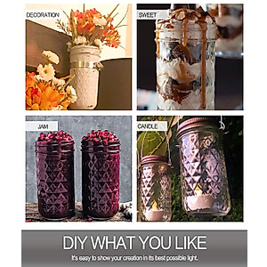 VERONES Mason Jars 12 OZ, Canning Jars Jelly Jars With Regular Lids, Ideal for Jam, Honey, Wedding Favors, Shower Favors, 16 PACK,Extra 16 Lids