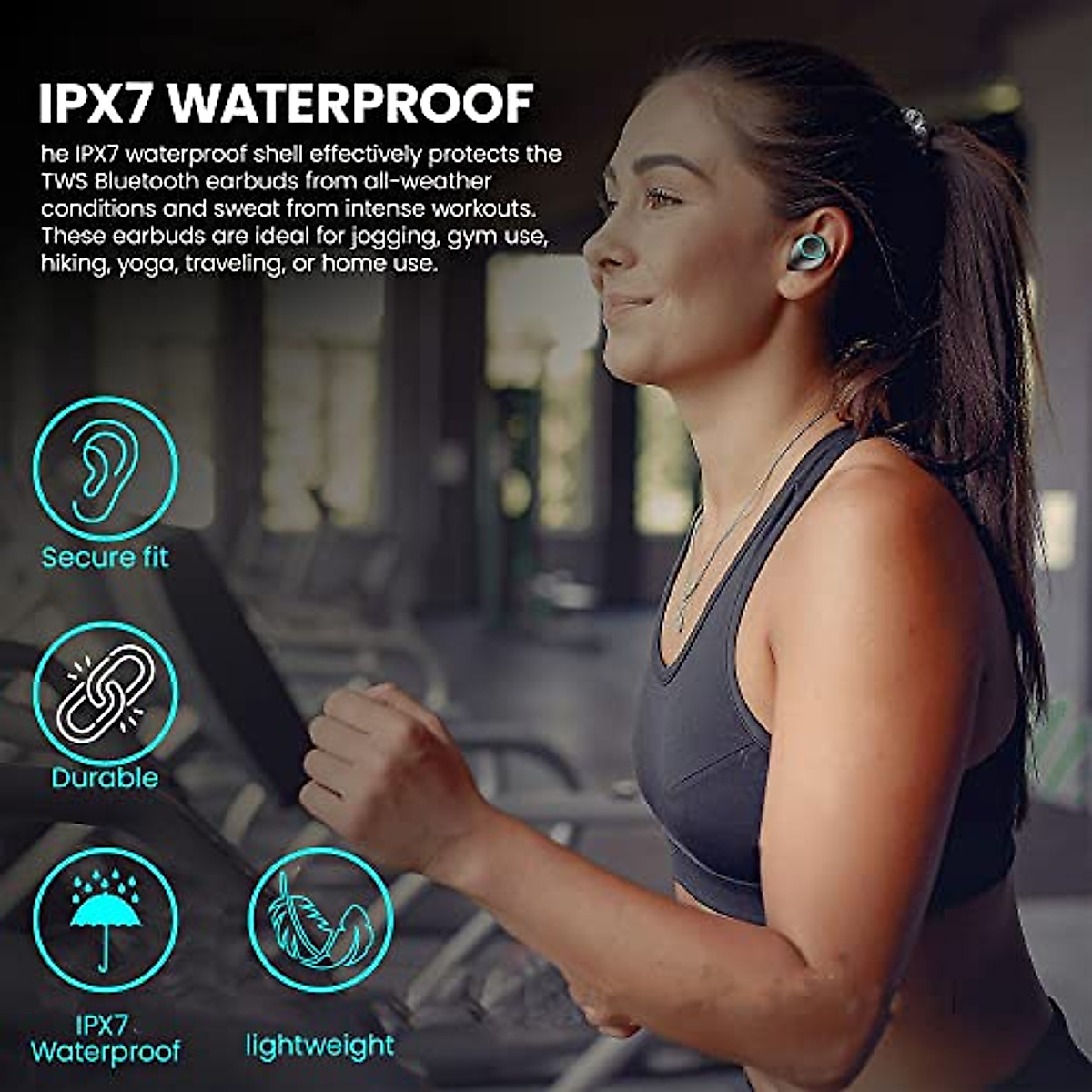 Earcrafts Wireless Earbuds - 120 Hours Playtime in Ear Bluetooth Headphones with Microphone, TWS, Smart Touch Control IPX7 Waterproof, Great Sound, Ideal for Sport