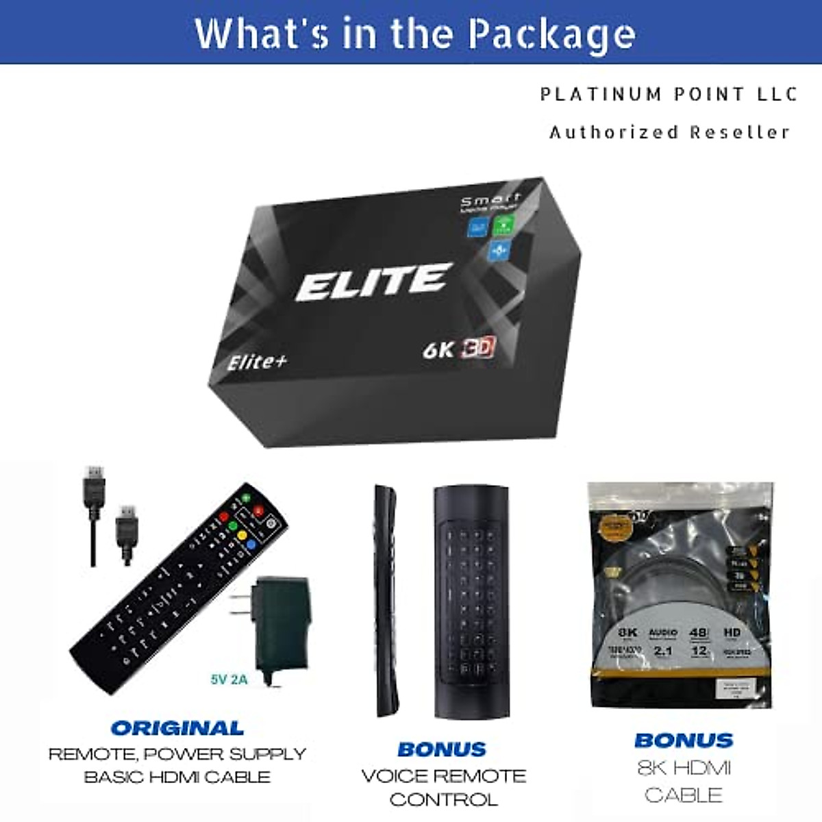 Professional Seller New Elite Plus 2022 Android 9 TV Box Voice Control Remote, with 4Gb RAM & 32 GB Media Player Free 3 Day Shipping in USA