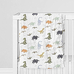 Aenne Baby Muslin Baby Swaddle Blanket Dinosaur Dino Print, Luxurious, Soft and Silky, 70% Bamboo 30% Cotton 47x47inch (1pack), Baby boy Nursing Cover, wrap, Burp Cloth
