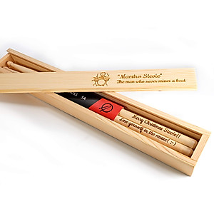 Personalized Custom Drum Sticks + Optional Gift Box - 5A Size | Design A Truly Unique Present | Laser Engraved