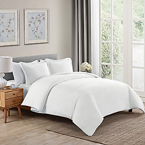 VEEYOO Twin Duvet Cover - Washed Microfiber Comforter Cover with Zipper Closure, Ultra Soft Hypoallergenic 3 Piece White Duvet Cover Sets (1 Duvet Cover, 1 Pillow Sham)