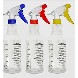 3 Pack Empty Spray Bottles, Spray Bottles for Cleaning Solutions, All - Purpose with Clear Finish, Pressurized Sprayer, Adjustable Nozzle, Printed Measurements and Checkbox (32 Ounce)