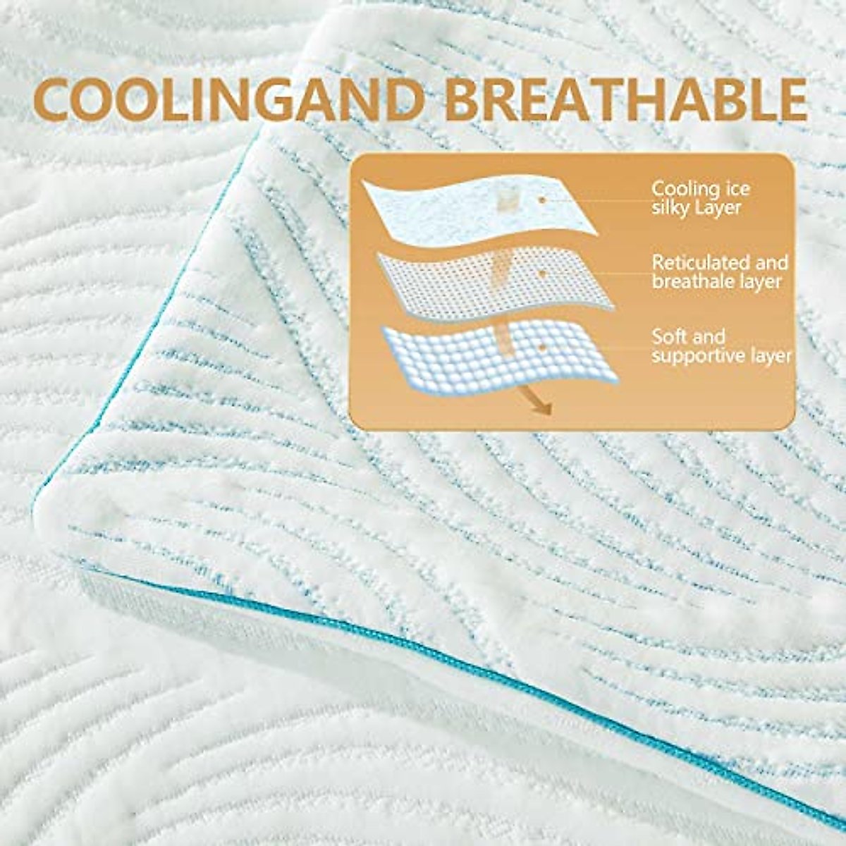 Smilereve Pillows Queen Size Set of 2 Cooling Memory Foam Pillows for Sleeping Adjustable Firm Pillow for Back and Side Sleeper