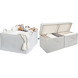 StorageWorks 45L Extra Large Fabric Storage Bins with Fabric Handles 2 pack, Decorative Storage Boxes, Storage Basket With Lid And Handles 2 pack