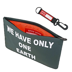 Rough Enough Large Pencil Case Pouch Storage Waterproof Bag with YKK Zipper for Preppy School Student Teen Art Supplies Green We Have Only One Earth Logo