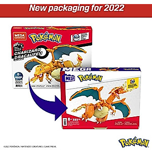MEGA Pokémon Action Figure Building Toys Set, Charizard With 222 Pieces, 1 Poseable Character, 4 Inches Tall, Gift Ideas For Kids