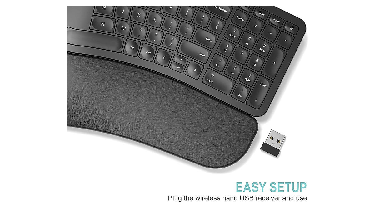 Arteck Split Ergonomic Keyboard with Cushioned Wrist and Palm Rest, 2 ...