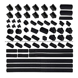 Anti Dust Plug,HFEIX Silicone Cap Computer Port Cover PC Interface Stopper Socket Protecor Kit Black (Black 61)