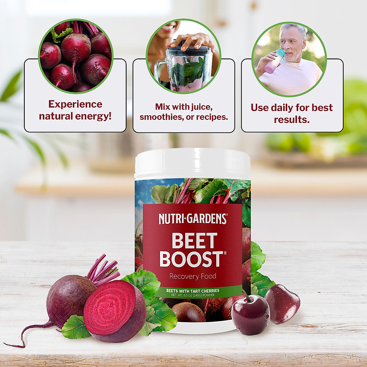 Beet Boost Nutri Gardens Nitric Oxide Powder - Concentrated Beetroot Supplement for Energy, & Healthy Joints - High Blood Pressure Support (20 Servings)
