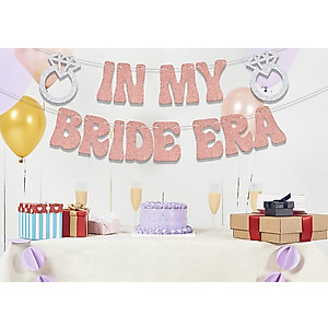 KEWUFD In My Bride Era Banner, Engagement Party Decorations, We're Engaged Banner For Bachelorette/Wedding/Bridal Shower Party Decor Supplies Rose Gold Glitter