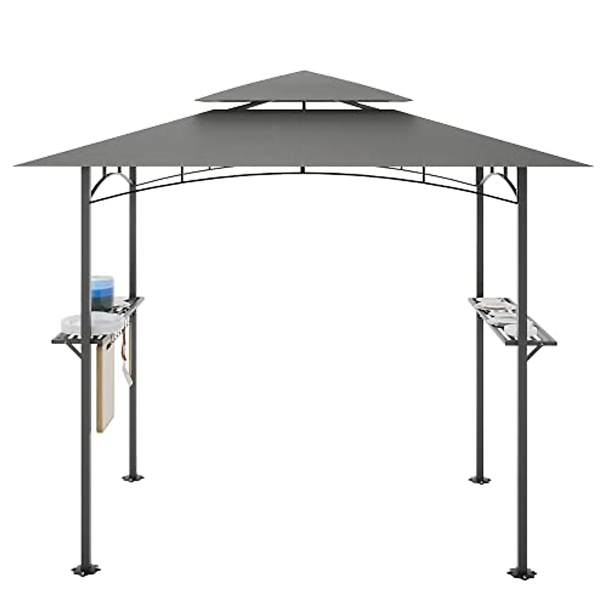 EMKK 8'x 5' Grill Gazebo Canopy - Outdoor BBQ Gazebo Shelter, Patio Canopy Tent for Barbecue and Picnic,8X 5 FT Grill Gazebo Grill Canopy Double Tiered BBQ Gazebo Outdoor BBQ Canopy