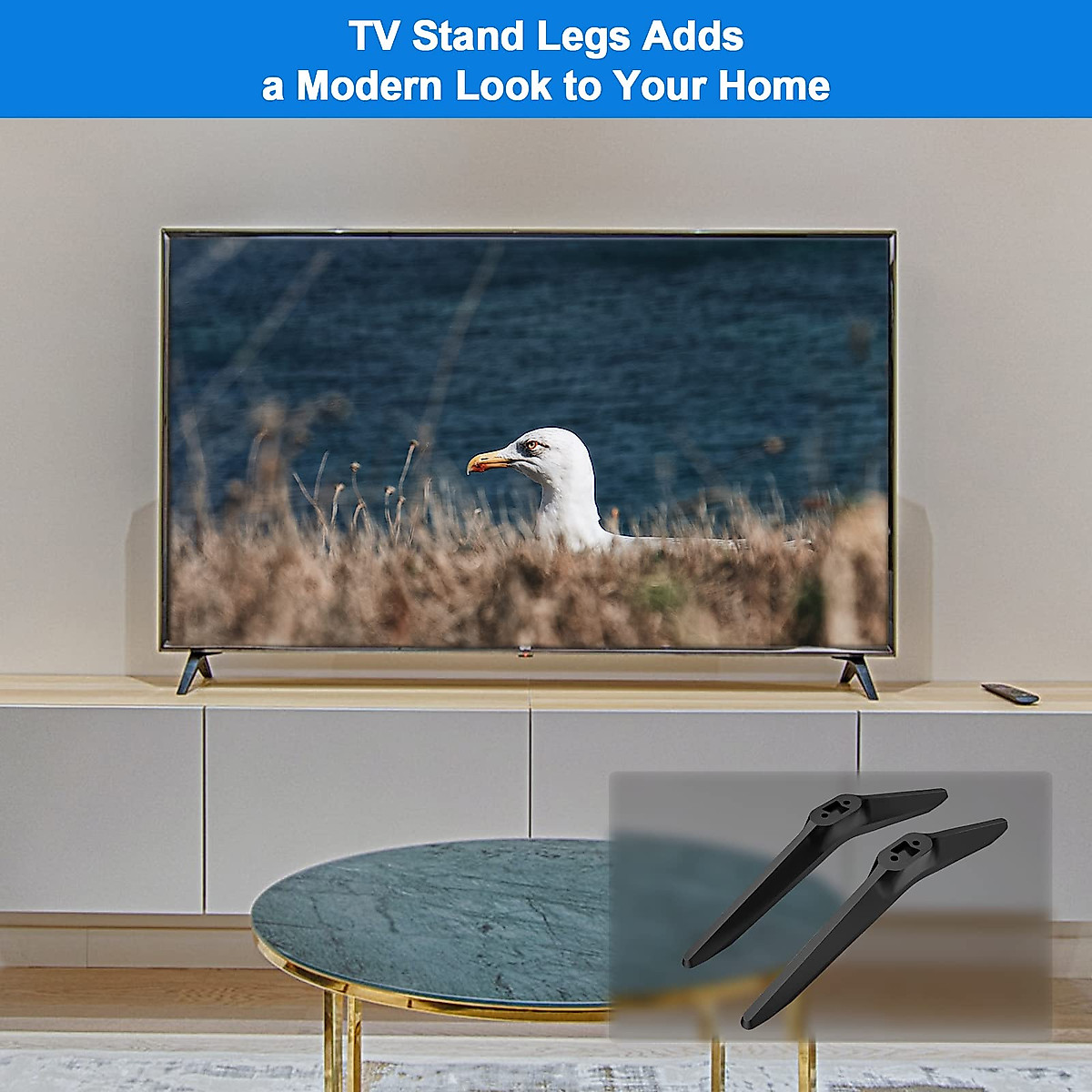 (Upgraded Version)Tv Stand Base Legs for TCL Smart Tv-TCL Roku TV 32in 40in 43in 48in 49in 50in 55in 60in 32S305 32S301 32S303 32S4610R 32S3850 32S3850A 32S3850B 32S3850P 32FS4610R with Screws(Silver)