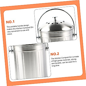 GATHINESS Stainless Steel Compost Bucket Indoor Compost bin Kitchen composter Metal Planter Waste Paper Basket Stylish Rubbish containers Counter Compost bin Compost Pail Rubbish Truck Food