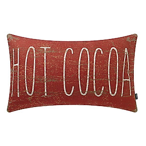 TRENDIN Merry Christmas Throw Pillow Cover 20 x 12 mas Decorations Cotton Linen Winter Red Hot Cocoa Season Holiday Cushion Cover for Christmas Decor Sofa Couch PL607TR