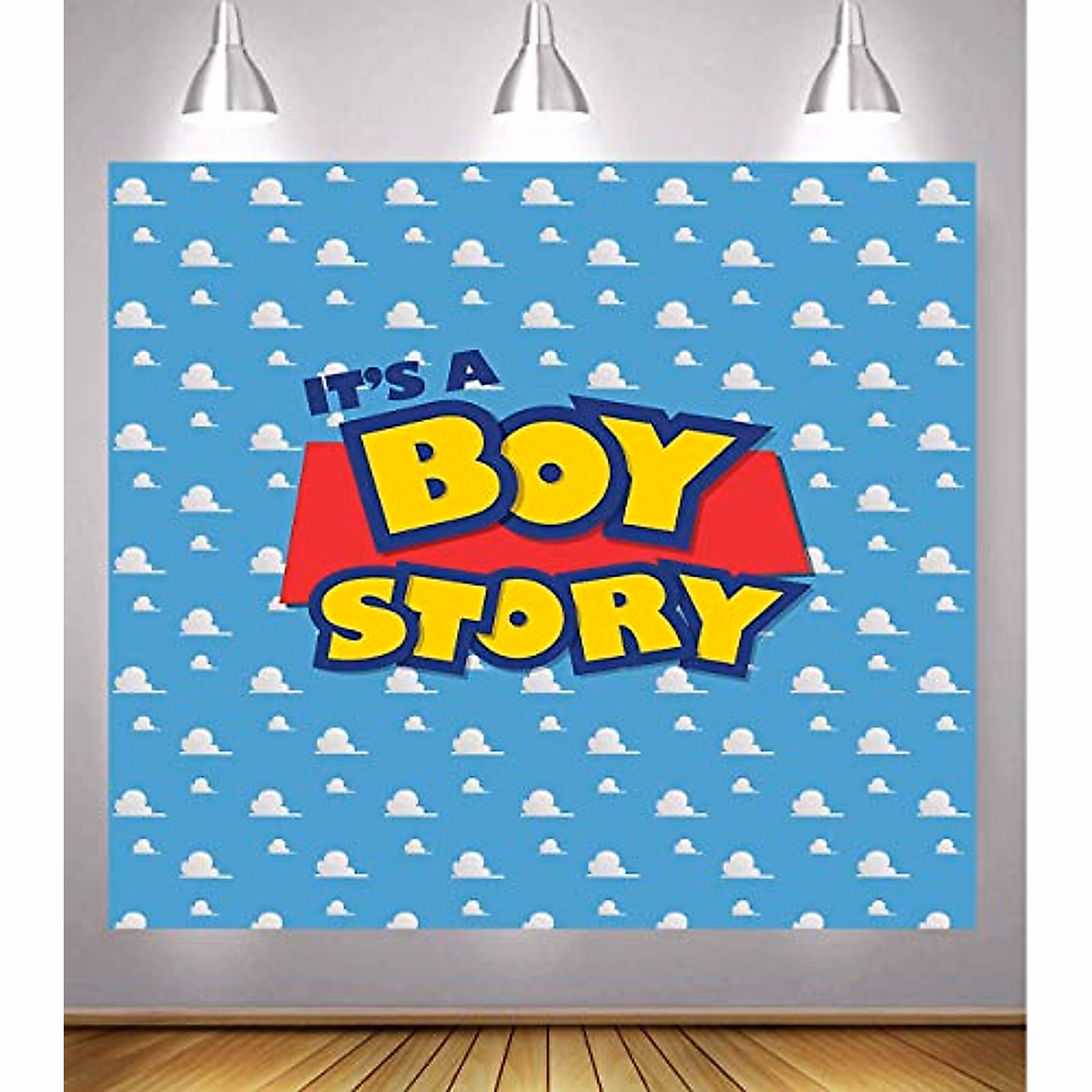 Art Studio It's a Boy Story Backdrop Birthday Party Theme Photo Background Blue Sky White Clouds Photography Backdrops Baby Shower Kids Hero Photo Booth Studio Props Vinyl 6x6ft