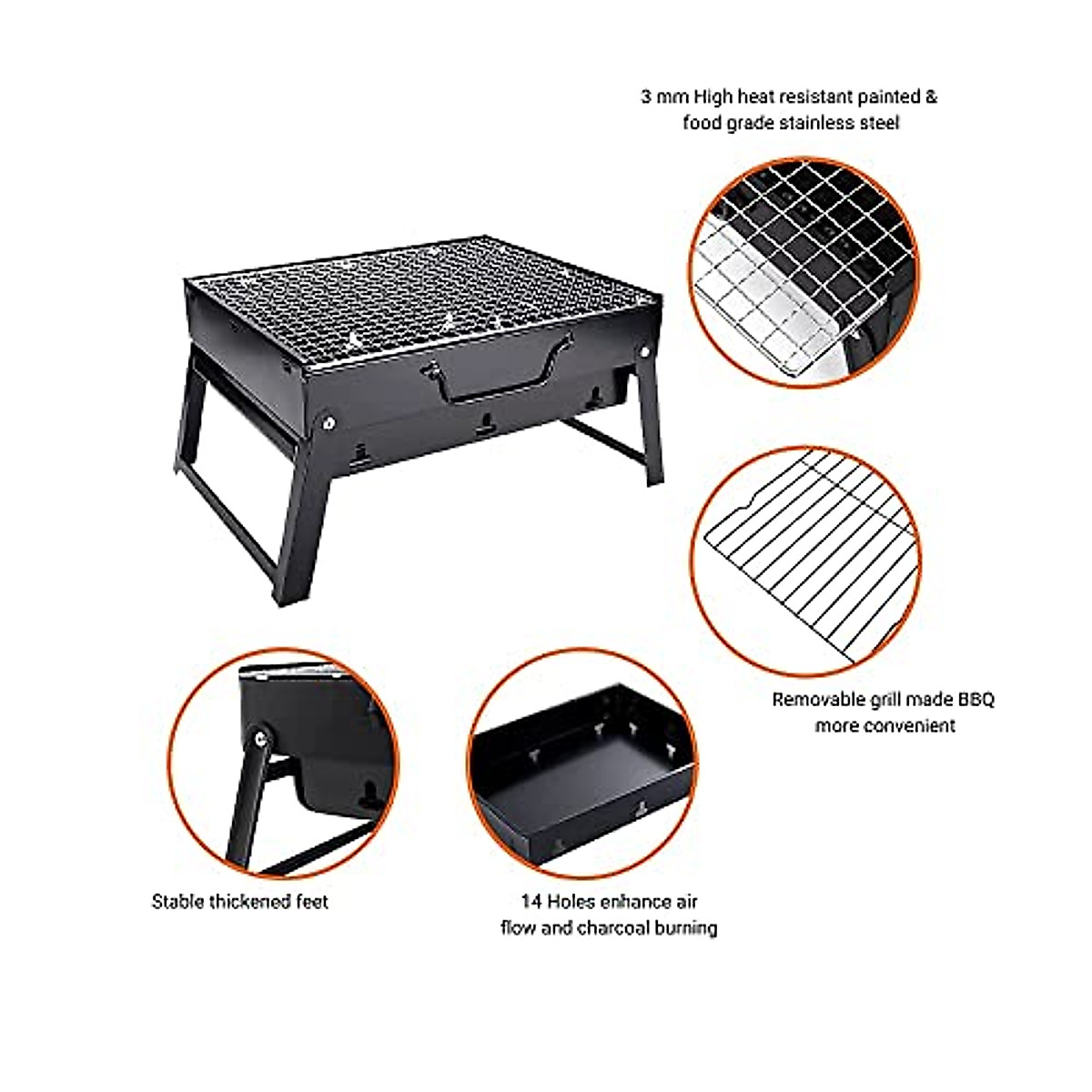 Portable BBQ Barbecue Large Folding Grill Charcoal Stove Camping Garden Outdoor with BBQ Grill with Grill Accessories Set