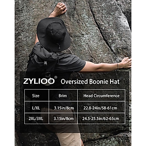 Zylioo Oversized 62-65cm UV Sun Hats with Flaps,Big Size Boonie Hat with Drape Beach Hats with Neck Protection Flap