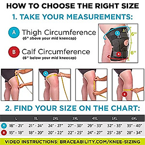 BraceAbility Obesity Hinged Knee Pain Brace - Overweight Men and Women's Wraparound Plus-Size Support for Osteoarthritis, Joint Pain, Ligament Weakness, Medial and Lateral Kneecap Instability (5XL)