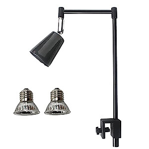 Reptile Heat Lamp Turtle Lights with Clip 360°Rotatable Basking Lamp Dimmable Switch Metal Stand with 25W/50W UVA UVB Full Spectrum Basking Spot Light, for Aquarium Fish Tank Reptile Amphibians Pets