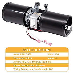 Adviace 812-3370 Convection Blower Fan for Quadrafire Classic Bay 1200 FS Pellet Stove, for Quadra-Fire Classic Bay CB1200 Freestanding Model