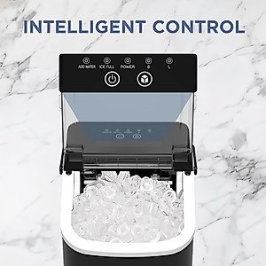 Chic Now Ice Maker Countertop,9 Cubes Ready in 7 Mins,20lbs in 24Hrs,2 Sizes of Bullet Ice,Self-Cleaning Ice Machine with Ice Scoop and Basket for Home Kitchen Office Bar Party