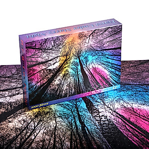 Bgraamiens Puzzle-Forest Under Starry Night-1000 Pieces Gradient Magic Colorful Puzzle for Adult,Hard Challenge Puzzle for Adult