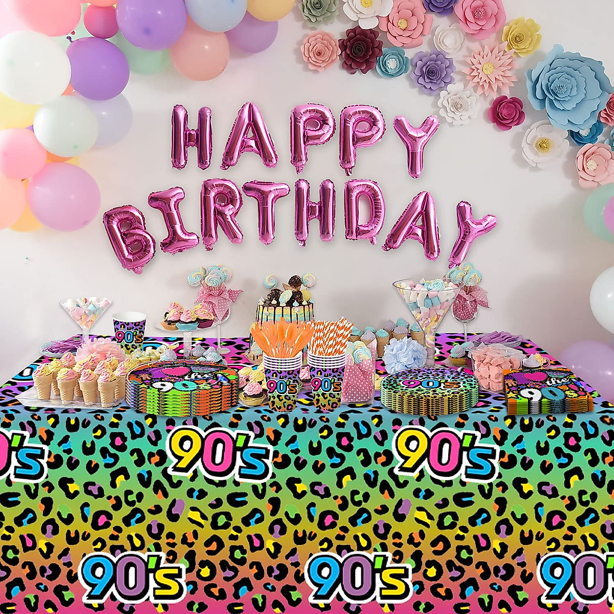 HIPVVILD 90's Party Decorations Tableware - 90s Theme Birthday Party Supplies Include Paper Plate, Cups, Napkins, Tablecloth, Cutlery, Straw, 90s Theme Birthday Party Decorations Dinnerware | Serve 24