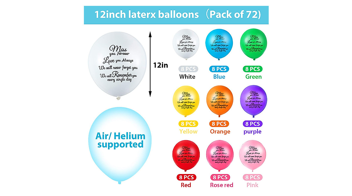 Colorful Memorial Balloons for Celebrations of Life