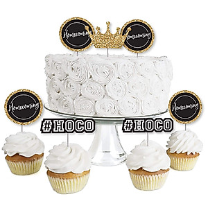 Big Dot of Happiness Hoco Dance - Dessert Cupcake Toppers - Homecoming Clear Treat Picks - Set of 24