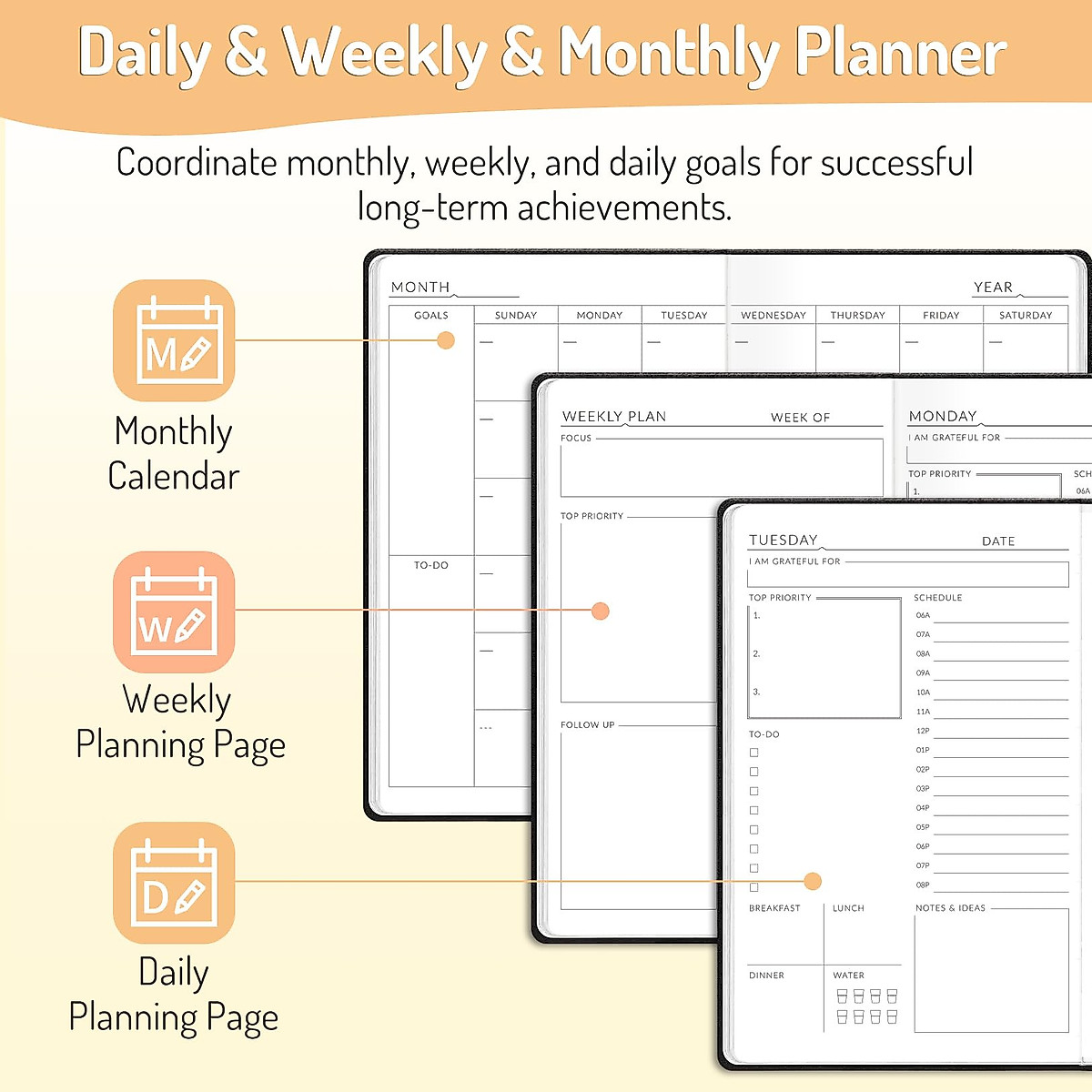 Forvencer 2024 Planner, Daily, Weekly & Monthly Planner 2024-2025 Academic Year, Durable Hardcover Weekly Planner for Work, School, Home, Start Anytime, A5(5.8'' x 8.3''), Dark Green