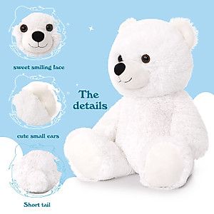 Tezituor White Teddy Bear Stuffed Animal, Cute 18 inch Stuffed Teddy Bear for Girlfriend Kids, Soft Plush Bear Stuffed Animal Valentine's Christmas Birthday Gifts