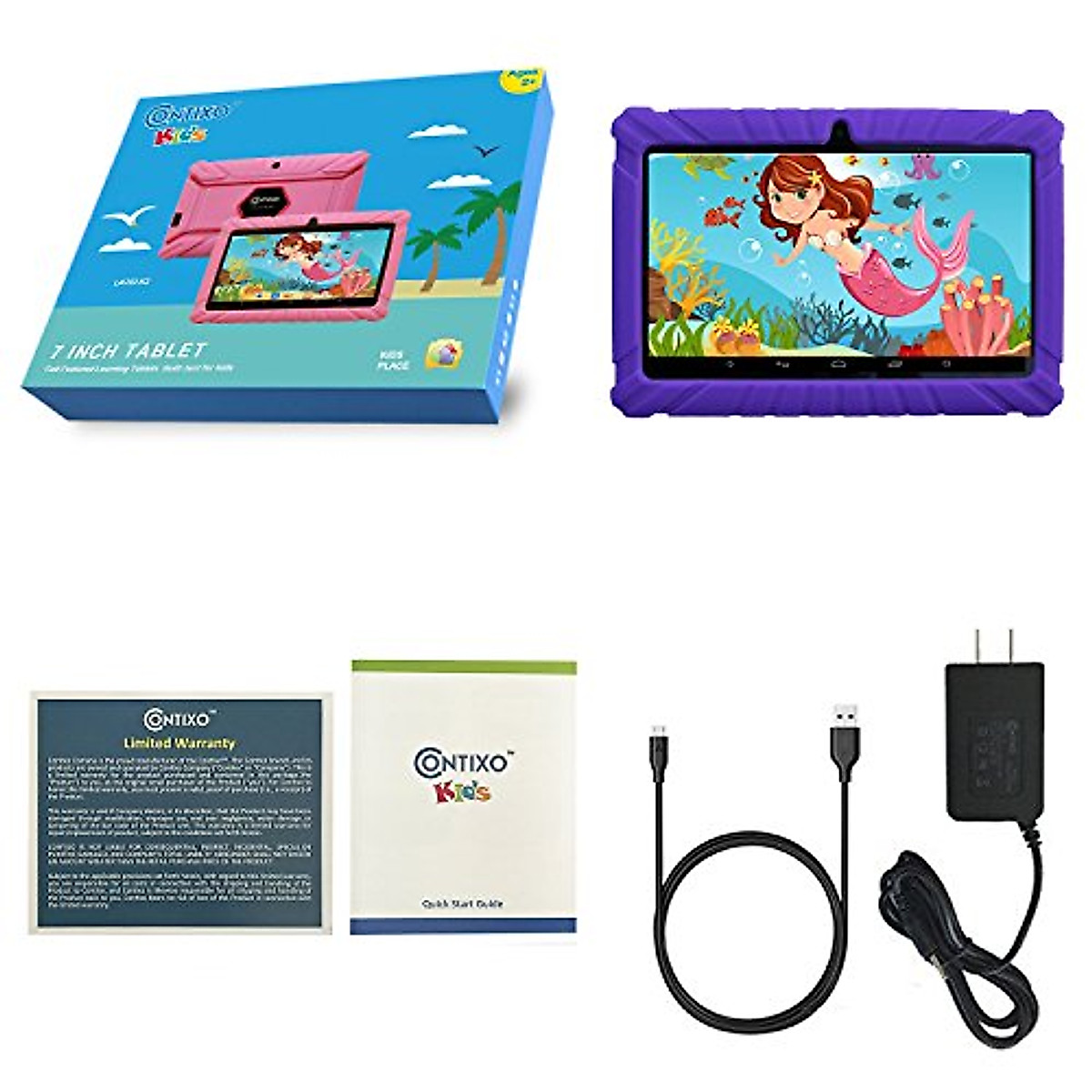 Contixo Kids Tablet K2 | 7" Display Android 6.0 Bluetooth WiFi Camera Parental Control for Children Infant Toddlers Includes Tablet Case (Purple)