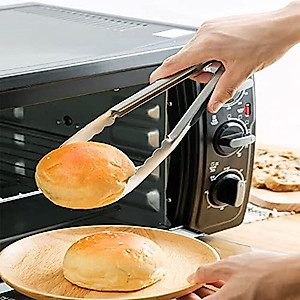 Akuzedos Kitchen Tongs,Stainless Steel Cooking Tongs Silicone Non-slip Grip, Locking Grilling Food Tongs Set of 2, 9" and 12"