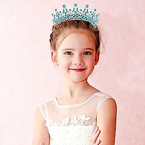 Makone Silver Lake Blue Tiara for Girls, Crown with Comb for Women Birthday Bridal Wedding Prom Halloween Costume Christmas Party
