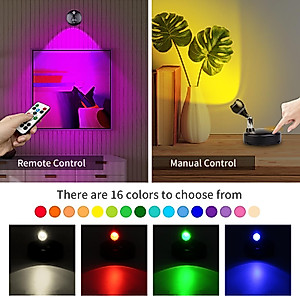 LEASTYLE LED Spot Light Indoor, Battery Operated Led Light Stick Up Lights with Remote, Mini Spotlight Dimmable Accent Lights for Lighting up Paintings Pictures(RGB 2 Pack)