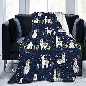 Cute Llama Soft Warm Throw Blanket Lightweight Flannel Fleece Bed Blanket Gift for Girls Boys Men Women Chair Couch 60"x50"