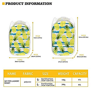 NDISTIN Strong Mesh Pop-Up Laundry Hamper for Kids Teen Beach Starfish Print with Convenient Side Pockets Foldable Laundry Basket for Bedroom, Kids Room, College Dormitory and Travel 85L