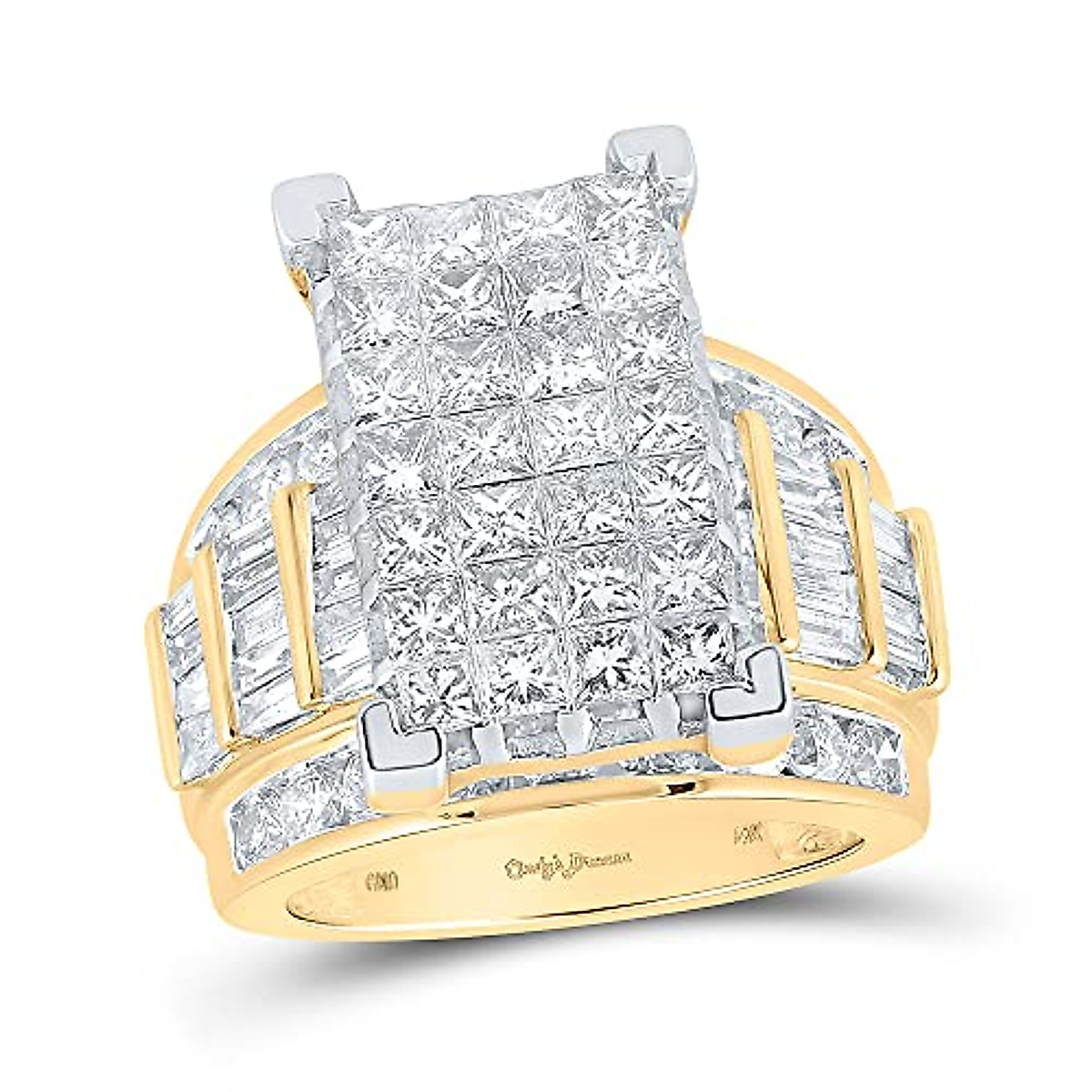 14kt Yellow Gold Princess Diamond Cluster Bridal Wedding Engagement Ring 5 Cttw