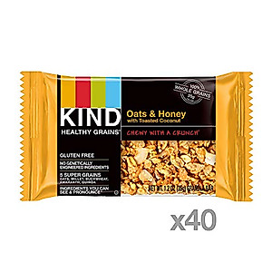 KIND Healthy Grains Bars, Oats & Honey With Toasted Coconut, Healthy Snacks, Gluten Free, 40 Count