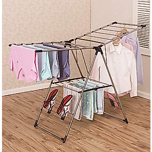 CUISINE TALENT EZHOME Large Foldaway Laundry Rack, Heavy Duty, Collapsible, Space-Saving Storage, Stainless Steel, Indoor/Outdoor