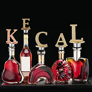 CREATCABIN Wine and Beverage Bottle Stoppers with Golden K Reusable Made of Alloy and Silicone Saver Sealer Decorative Stoppers for Bar Kitchen Valentines Day Wedding