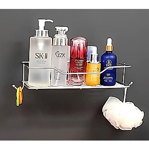Elegant Shower Caddy with Powerful Adhesive and Hooks, No Drilling Shower Shelves, Wall Mounted Shower Organizer, Premium Stainless Steel Shower Rack, Perfect Shower Caddy Shelf for Your Daily Use