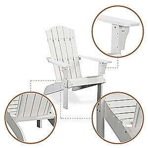 Vobelta Adirondack Chair, Premium Poly Lumber, Ergonomic Design and Comfort, Heavy Duty, Weatherproof, Outdoor Patio Garden Classic Adirondack Chairs, Waves Collection (White)